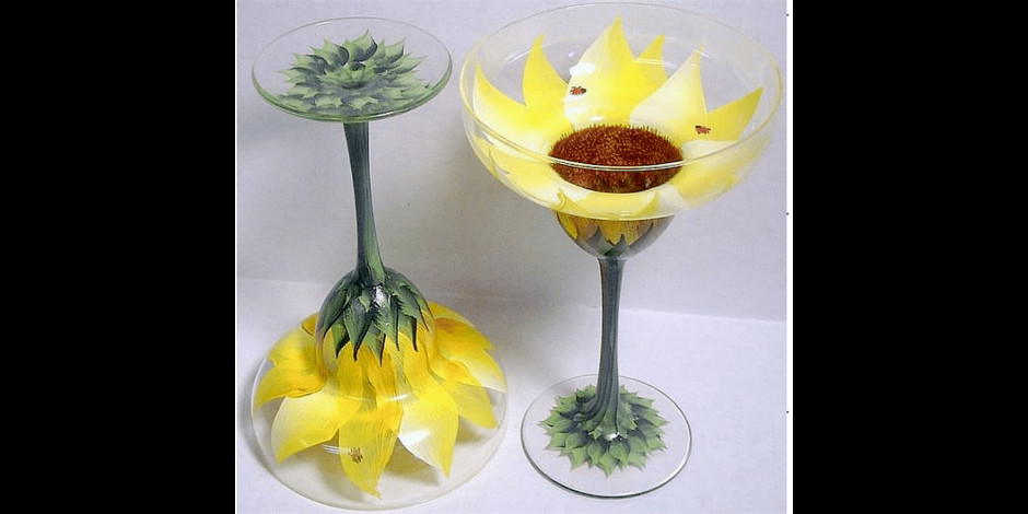 Hand-Painted Sunflower Margarita Glasses - Paint and Sip in Orlando ...